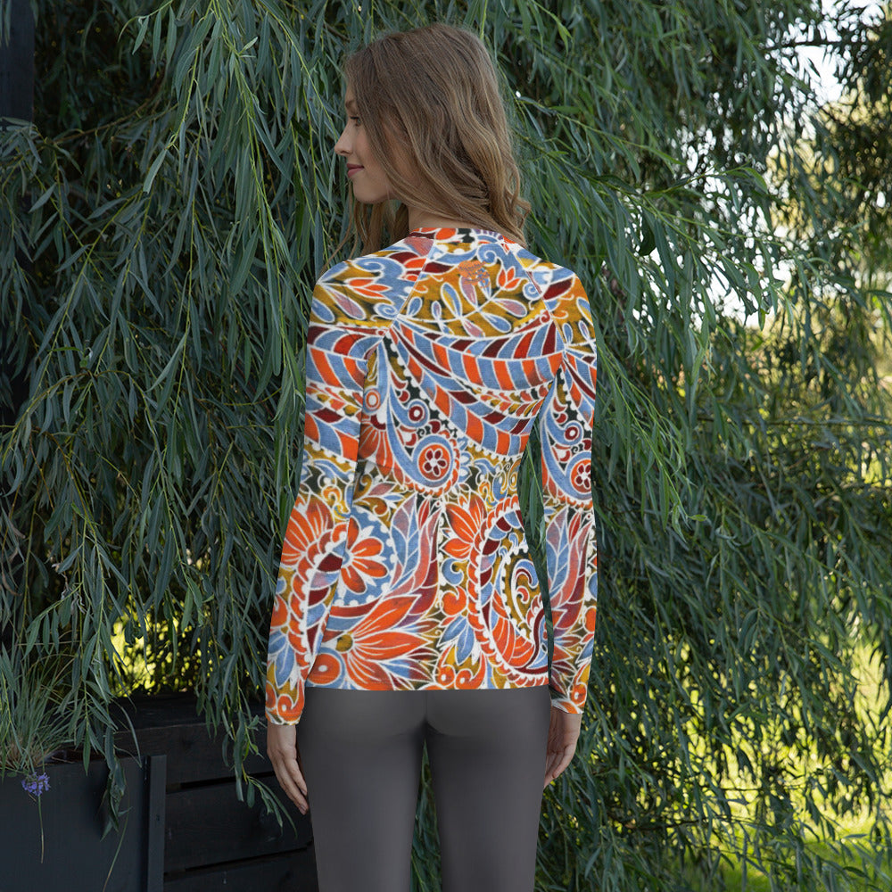Paisley Party Women's Rash Guard – Happiness Looks Beautiful